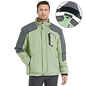 Dr.Cyril Men's Waterproof Ski Jacket Warm Winter Snow Coat Hooded Windproof Raincoat (M, Army Green)