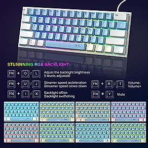 MageGee Mini 60% Gaming Keyboard, RGB Backlit 61 Key Ultra-Compact Keyboard, TS91 Ergonomic Waterproof Mechanical Feeling Office Computer Keyboard for PC, MAC, PS4, Xbox ONE Gamer(White Blue)…
