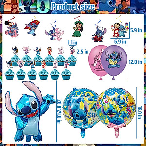 Cartoon Birthday Party Decorations Include Birthday Banner, Balloons, Backdrop, Cupcake Toppers, Hanging Swirls, Tablecloth, Cartoon Birthday Party Supplies