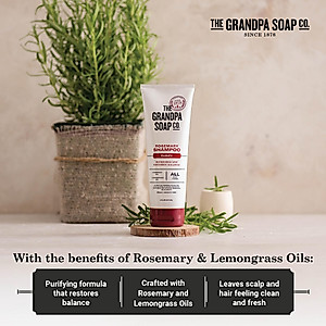 The Grandpa Soap Company Shampoo - Purifying With Rosemary and Lemongrass Oils, Leaves Scalp and Hair Feeling Clean and Fresh, All Hair Types, Vegan, Sulfates and Parabens Free, 8 Fl Oz