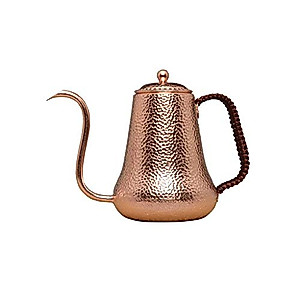 UXZDX Hammered Coffee Tea Pot Pure Red Copper Premium Quality Drip Kettle Spout Long Mouth Coffee Kettle Teapot- 900ml