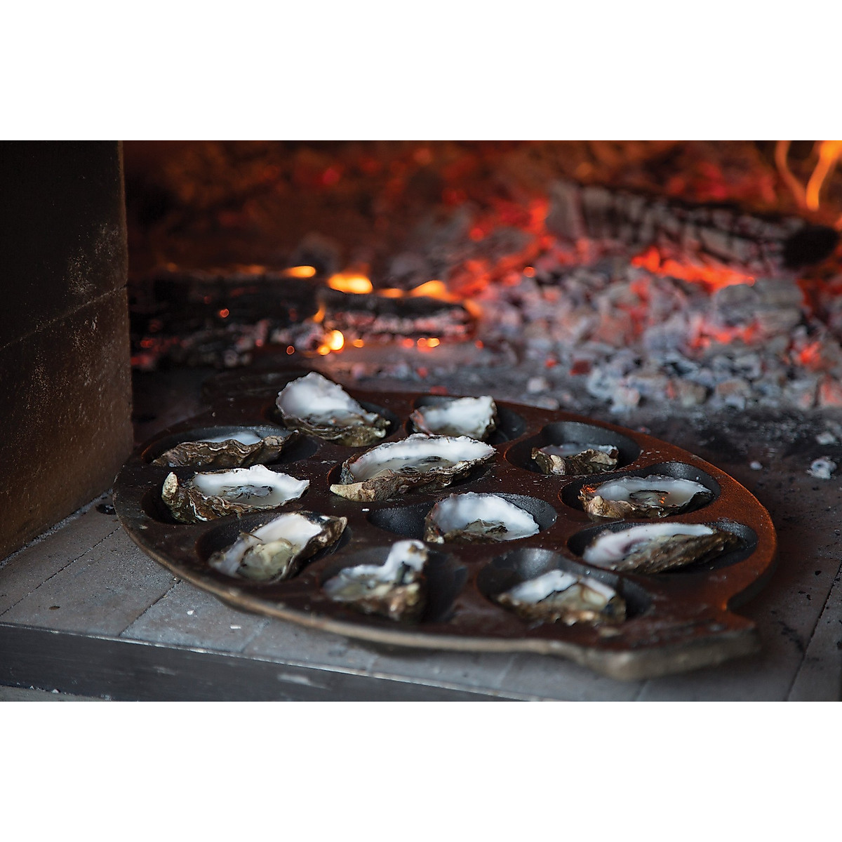 Outset 76225 Cast Iron Oyster Grill Pan, 12 Cavities, Black