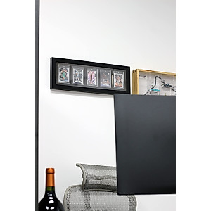 Bivitre Trading Card Display Frame - Wall Mount Baseball Card Display Case with UV Protection Magnetic Card Holder for 5 Standard Cards, Display for Basketball Football Hockey Pokemon MTG Yugioh