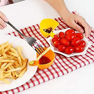 IKAAR Dip Clip Bowl Plate Holder 4pcs Color Plastic Dish Chip and Dip Serving Set for Spice Tomato Sauce Salt Veggie Vinegar Ketchup Chips