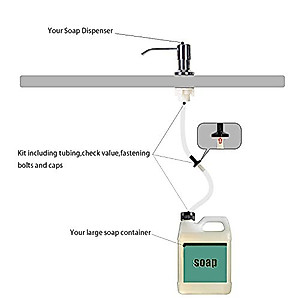 Sink Soap Dispenser Tube Kit, 47” with Upgraded Check Value, Never Fill The Little Bottle Again (White-1pcs)