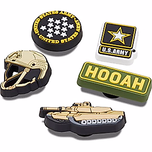 Crocs Unisex's Jibbitz Military Shoe Charms for Adults, US Army, 5 Pack