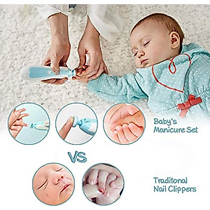 Baby Nail Trimmer File with Light Safe Electric Nail Clippers Kit for Newborn Infant Toddler Kids Toes and Fingernails Care, Polish and Trim Battery Operated (AA)