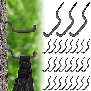 Amylove 40 Pcs Bow Hangers for Tree Stand Archery Bow Hunting Accessories Bow Hook Tree Stand Accessories Bow Gear Holder Screw in Accessory Hook Outdoor Hunting, 4.5 x 1.5 Inch (Gray)