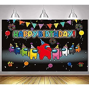 ZEADERS Video Game Theme Party Supplies Photography Backdrop Baby Happy Birthday Party Banner Photo Background Cake Table Decoration for Indoor Outdoor Living Room Yard (5x3.3ft)
