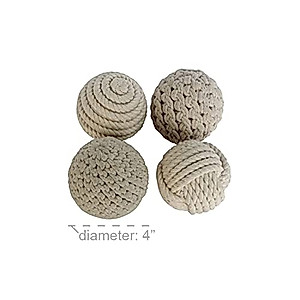 Deco 79 Jute Handmade Orbs & Vase Filler with Varying Designs, Set of 4 4"D, Brown