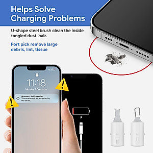 12 in 1 iPhone Cleaning Kit, Airpods Cleaning Kit, iPad/Phone Charging Port Cleaner Repair & Restore Tool,Multi Cleaner Tool Kit for USB C Port/Lightning Cables, Fix Unreliable Charging,White