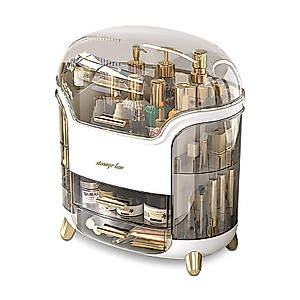 Ergocar Portable Light Luxury Series Multi-Function Make Up Case Dustproof Cosmetic Storage, Skin Care Products Jewelry Organizer Lipstick Box - White