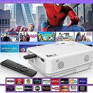 DRJ 6500Lumens Mini Projector, Full HD 1080P Supported Portable Projector for Outdoor Movies, Compatible with TV Stick, HDMI, VGA, USB, TF, AV, Sound Bar, Video Games [2021 Latest Upgrade], P68