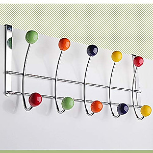 LVTFCO Coat Hangers Coat Hooks Wall Mounted Wall-Mounted Coat Rack 10 Colorful Bead Hooks Coat Hooks Door Hanger Free Punching Wall Hanging Clothes Storage Hook Wall Mounted Modern Coat Rack