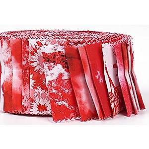 Soimoi 40Pcs Tie Dye Print Cotton Precut Fabrics for Quilting Craft Strips 2.5x42inches Jelly Roll - Red