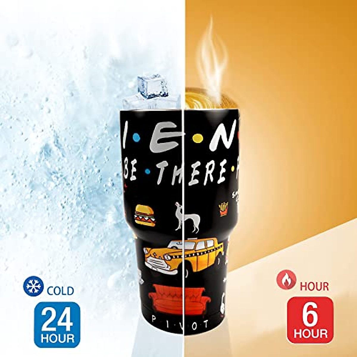 Friends 30 oz Stainless Steel Tumbler with Lids,Friends TV Show Gifts,Friends TV Show Merchandise,Friends Coffee Mugs 30oz Double Walled Insulated Tumbler Travel Coffee Cup Keeps Drinks Cold & Hot