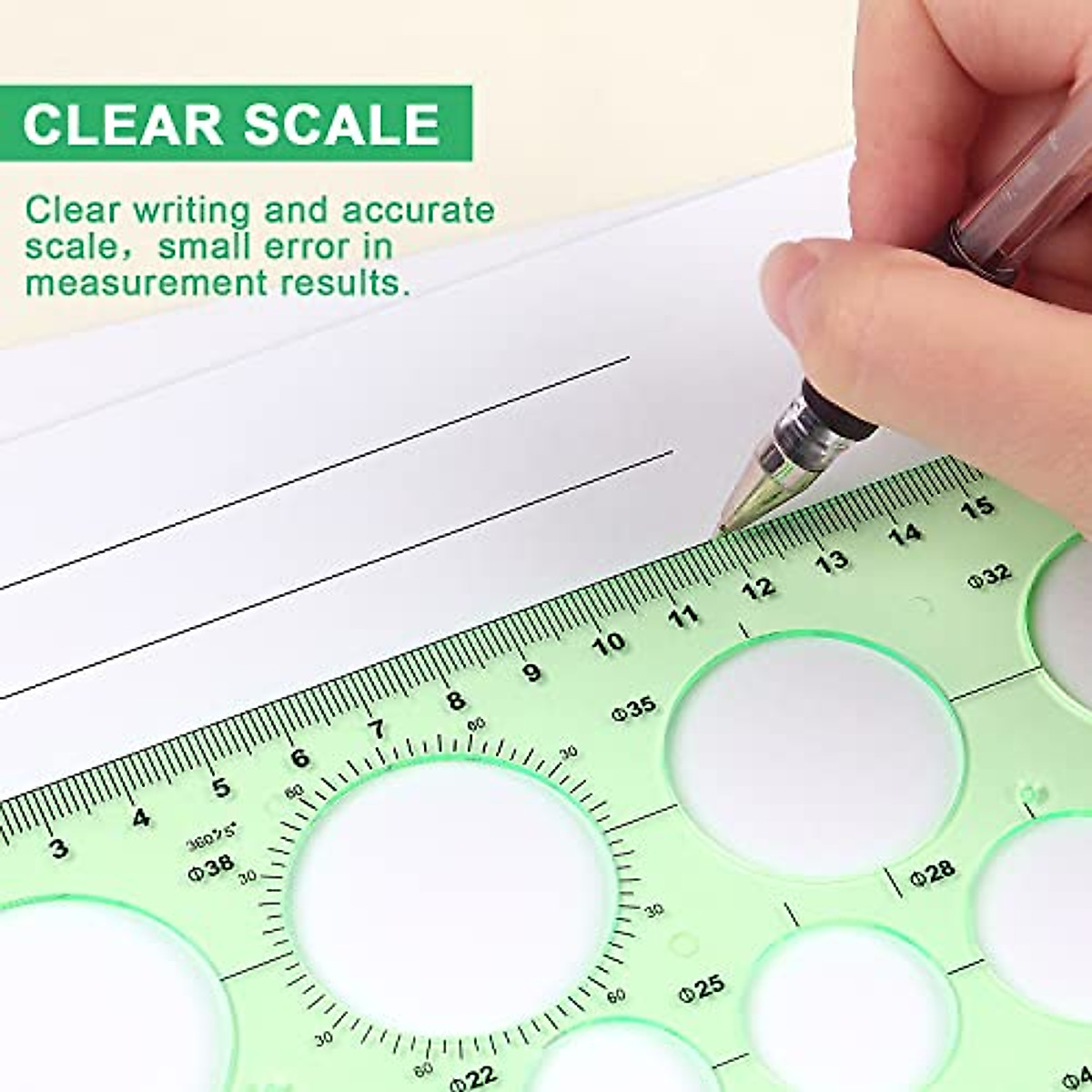 Tamaki Circle Template Measuring Geometry Ruler Geometric Drawings Stencils Rulers Scale Drafting Digital Drawing Set for Office and School Building Formwork Drawings Templates, 2 Pack