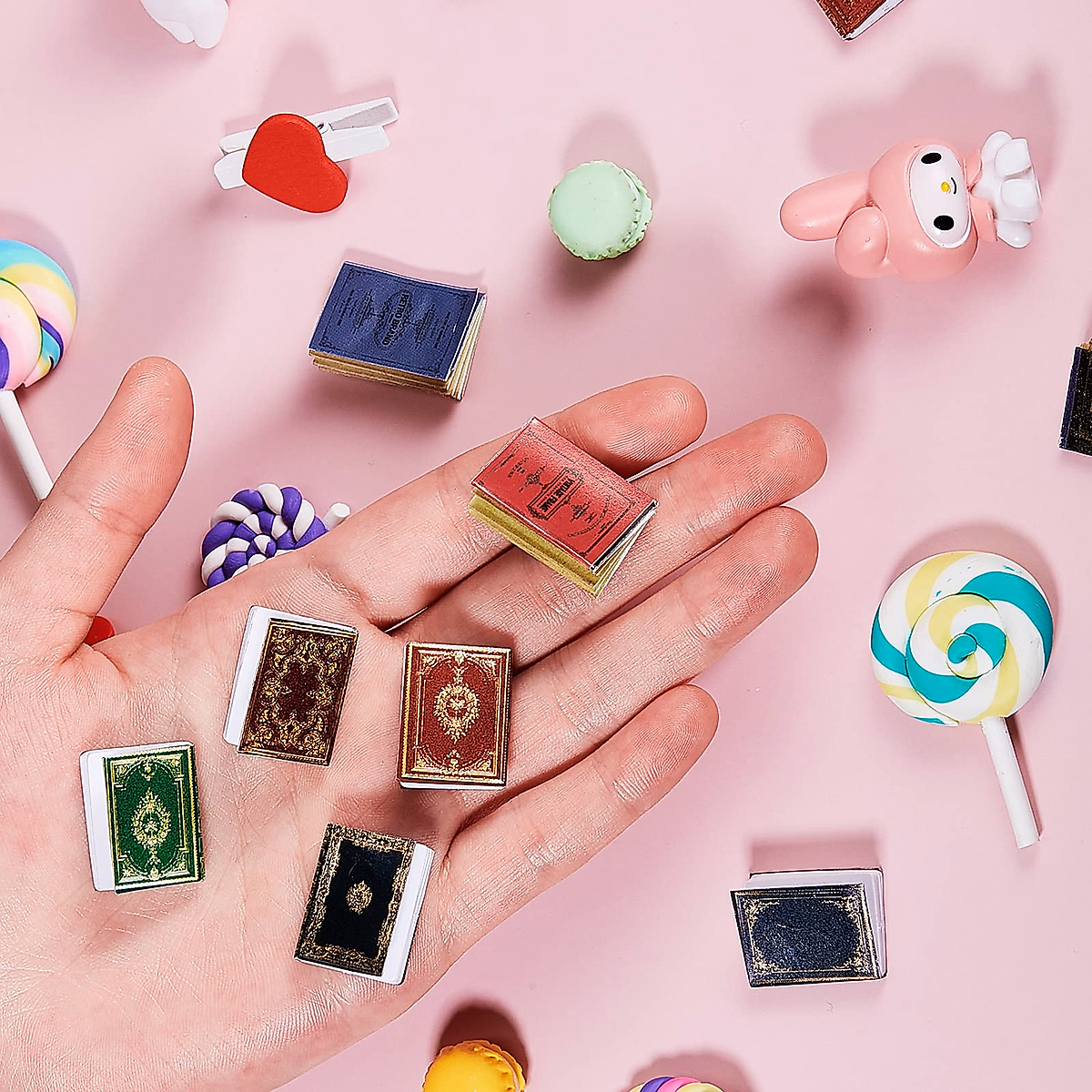 Skylety 24 Pieces 1:12 Scale Miniatures Dollhouse Books Assorted Miniatures Dollhouse Accessories Small Books Decoration Accessories Doll Toy Supplies(Printed Style)