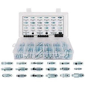 Dsnaduo 18 Types 90PCS Standard SAE & Metric Brake Caliper Screw, Brake Wheel Cylinder Screw Replace 30300 Brake Bleeder Screw Assortment, Bleeder Valve, Bleeding Screws, Bleed Kit