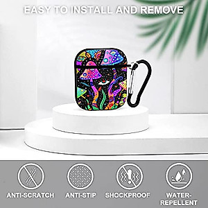 Funprint Fashion Case Cover Compatible with Airpods 1/2 Case Colorful Flowers Hippie Eyes Trippy Mushroom for Men Women Girls, Shockproof and Smooth Wireless Charging Case Compatible with Airpods 1/2