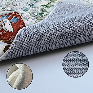 Christmas Area Rug Carpet for Kids Teen Girls Boys Bedroom, Living Room, Washable Outdoor Indoor Accent Throw Runner Floor Mat Area+Rug Red Snowy Truck Farmhouse Xmas Tree 3FT(Round)