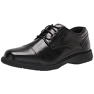 Nunn Bush Men's PRO Cap Toe Oxford with KORE Slip Resistant Comfort Technology, Black, 10.5 X-Wide