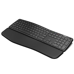 Arteck Bluetooth Keyboard Universal Wave Ergonomic Keyboard with Palm Rest Multi-Device Full Size Wireless Keyboard for Windows iOS iPad OS Android, Computer Desktop Laptop Surface Tablet Smartphone