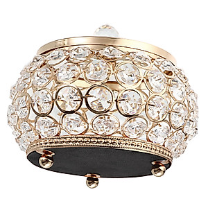 Hipiwe Crystal Jewelry Trinket Box with Glass Lid Gold Mirrored Treasure Box Decorative Jewelry Box Ring Earrings Necklace Storage Keepsake Box Gift for Women Girls