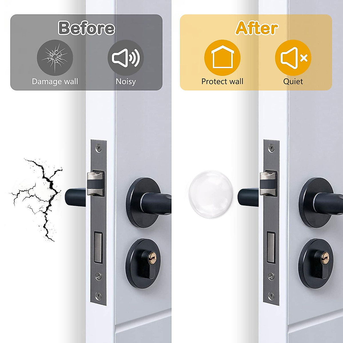 6 PCS Door Stopper Wall Protector Clear, Soft Rubber Door Knob Wall Shield, Reusable Door Handle Bumper Self Adhesive(Round)