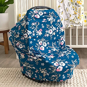 Bebe au Lait 5-in-1 Multi-Use Cover: Nursing Covers for Breastfeeding, Infinity Scarf, Nursing Shawl, Car Seat Cover, Shopping Cart Cover, Carrier Cover, Privacy Nursing Cover- Midnight Floral