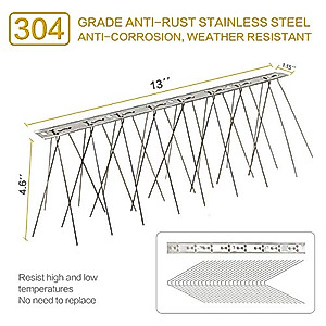 SEEKSEE 10 Pack Bird Spikes –13 inch Pigeon Spikes Anti-Bird Nails Bird Repellent Metal Bird Deterant Spinners of Stainless Steel Bird Spikes for Pigeon and Other Small Birds (10.8 Feet)