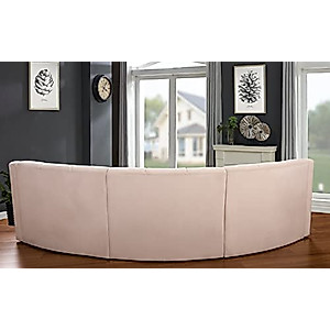 Legend Vansen Velvet Floor Sofa 3 Seats Symmetrical Modular Legless Corner Curved Round couches Sectional, 127", Cream