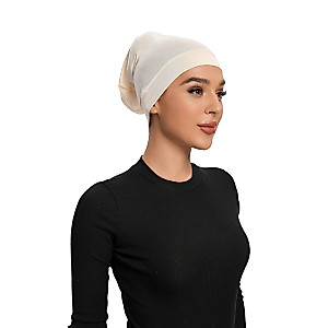 4 Pieces Hijab Undercap Hijab Underscarf Hijab Cap for Women ( White / Powder pink / Beige / Light grey )