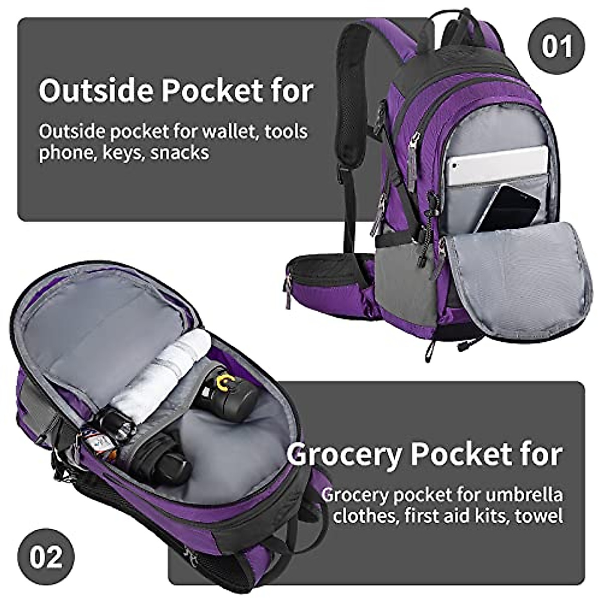 SHARKMOUTH Hydration Pack Backpack - Insulated Daypack with 2.5L Water Bladder for Hiking, Running, Camping, Cycling