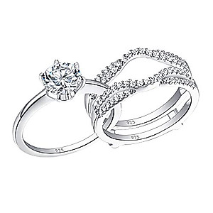 Wuziwen Wedding Rings for Women Solitaire Ring Enhancer for Engagement Ring Sterling Silver Size 7.5