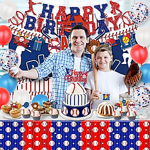 Baseball Party Decorations, Baseball Birthday Party Supplies Kit, Include Sport Themed Birthday Backdrop, Happy Birthday Banners, Tabelcloth, Baseball Balloons, Cake&Cupcake Toppers