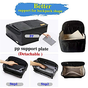 Nylon Rucksack Organizer Insert, Backpack Organizer Insert, Women or Men bag divider For Mummy Coach MCM LV JanSport Anello kanken(Large, Black) …