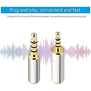 NETVIP 2.5mm Male to 3.5mm Female Audio Adapter Gold Plated 2.5mm to 3.5mm Adaptateur TRRS Converter Premium Sound Quality 3 Ring Earphone Headset Stereo Adapter Jack (Stereo or Mono)-2 Packs