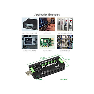 Waveshare SIM7600G-H 4G DONGLE with Antenna with Industrial Grade 4G Communication and GNSS Positioning Peripheral Supports Global Band.