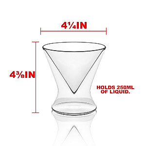 LEMONSODA Clear Insulated Stemless Martini Glasses - Double Walled Design - Luxury Cocktail Suspended in Air - Great for Gifts, Parties, Events, Specialty Cocktails-8 oz - Set of 2