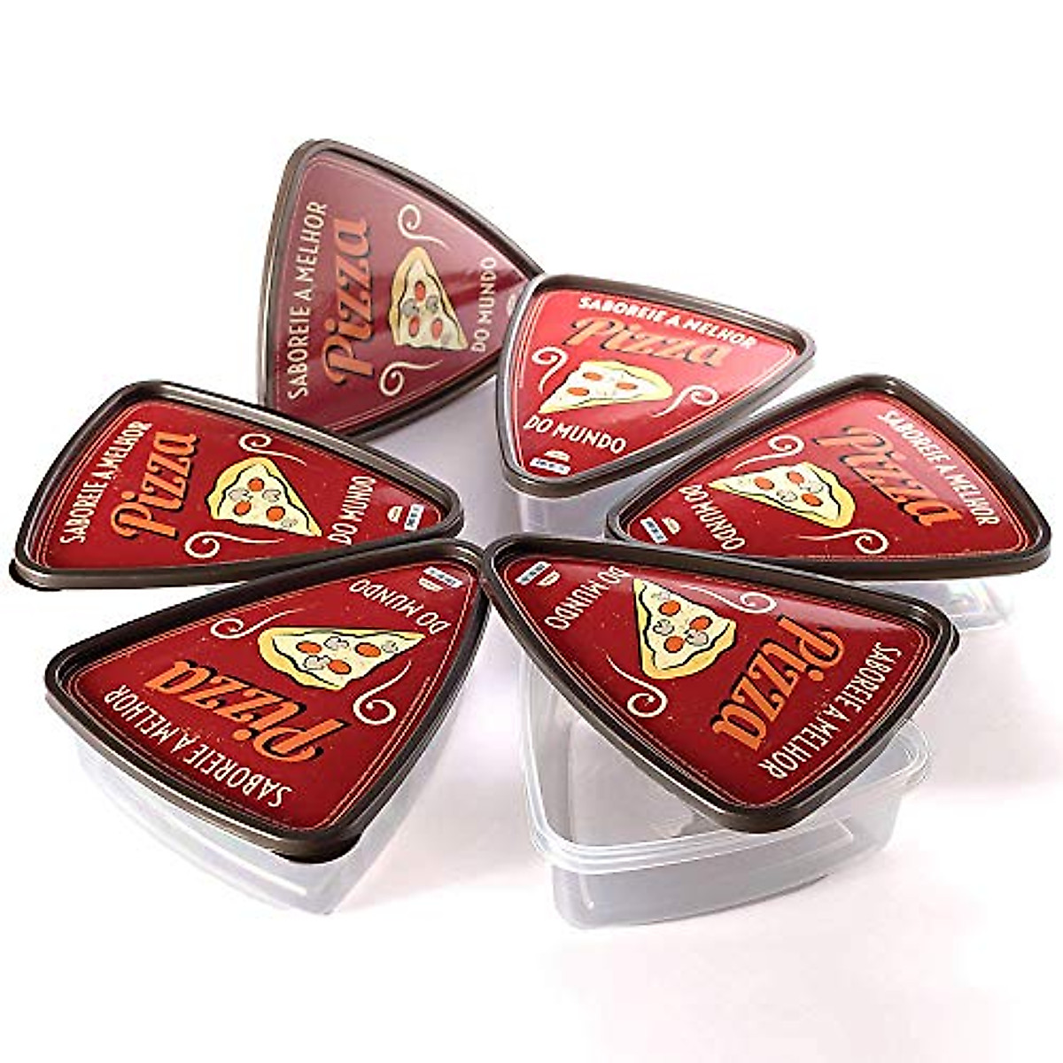 Pizza Slice Container Storage with Lids. Tray, Holder and Saver. 6 Plastic Packs to go. The Best Idea to Serve Pizza to Your Kids.
