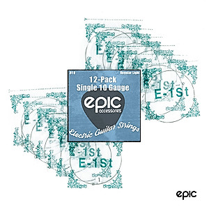 12-Pack .010 Gauge High E String Single Electric Guitar Strings Individually Wrapped 10 Gauge Pack of 12