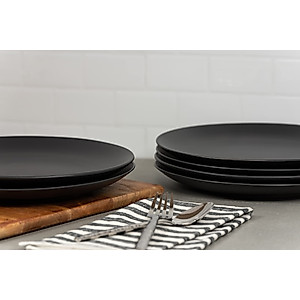 10 Strawberry Street Wazee Matte 10.5" Coupe Dinner Plate, Set of 6, Black