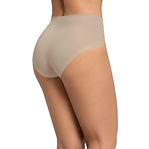 Leonisa Seamless Mid-Rise Moderate Compression Classic Underwear for Women - Tummy Control No Show Panties Beige