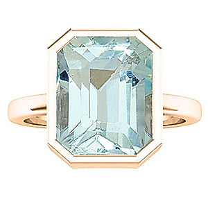 Dazzlingrock Collection 10K 11X9 MM Emerald Aquamarine Ladies Bezel Set Solitaire Engagement Ring, Rose Gold, Size 5