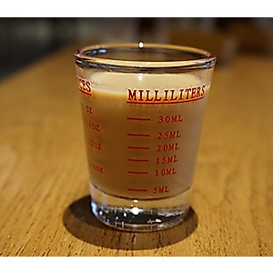 Shot Glasses Measuring cup Espresso Shot Glass Liquid Heavy Glass Wine Glass 2 Pack 26-Incremental Measurement 1oz, 6 Tsp, 2 Tbs, 30ml (2 pack-red)