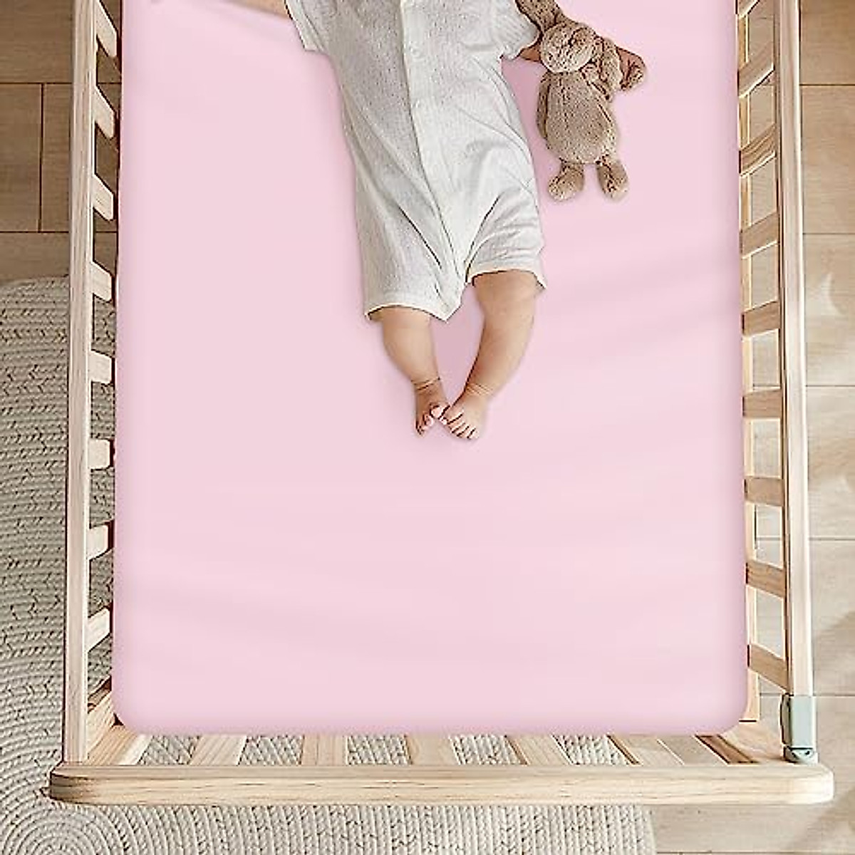 Crib Sheets Girl 4 Pack, Baby Crib Sheet for Crib Mattress and Toddler Bed Mattress, Soft Breathable Fitted Kid Toddler Sheets Set for Girls, Pink & Purple