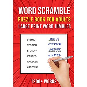 Word Scramble Puzzle Books for Adults: Large Print Word Jumbles | 1200+ Words