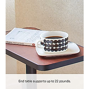 Yamazaki Home Small Metal and Wood Bedside Compact Side Table for Modern Living Room - Narrow C Shaped Slim End Table Steel One Size Black