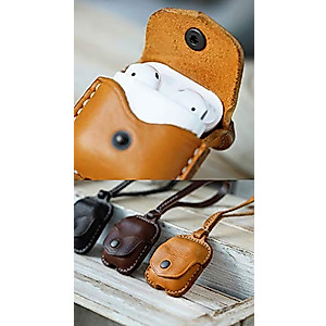 Leather Airpods Case Airpods Protective Case Cover Earbud Case Airpod Strap String Compatible with Airpods and Airpods 2 Wireless Charging Case, Yellow